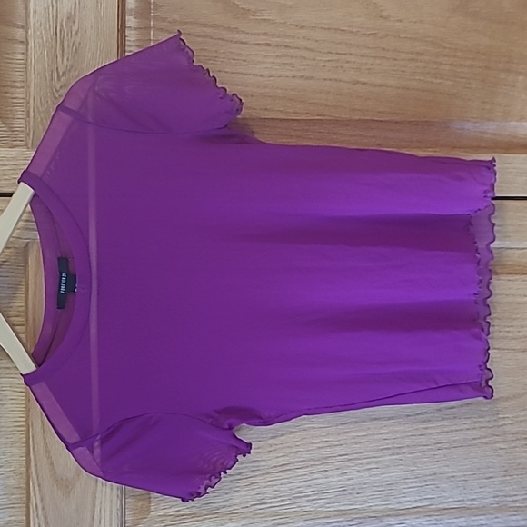 Forever 21 | Tops | Purple Mesh Crop Top With Ruffle Hem | Poshmark